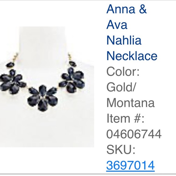 Anna & Ava | Jewelry | Anna Ava Statement Necklace Navy Blue Flowers ...